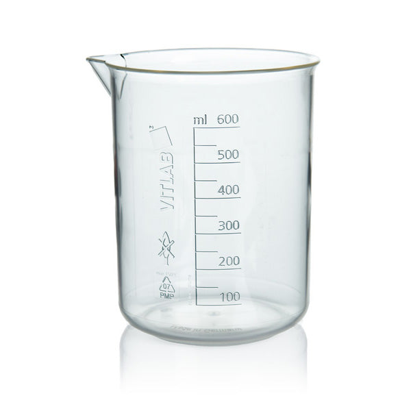 Brandtech Griffin Beaker, PMP, Molded graduations, 600mL, pack of 6