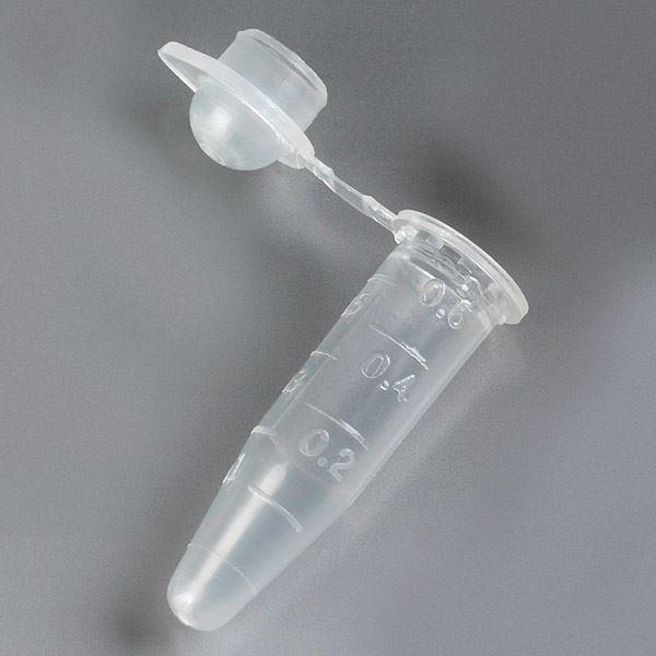 PCR Tube, 0.6mL, Thin Wall, PP, Attached Dome Cap, Graduated, Natural-